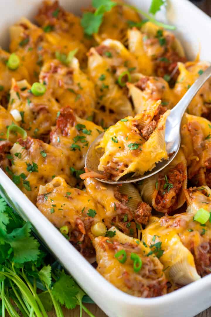 Cheesy Taco Stuffed Shells • Craving Some Creativity