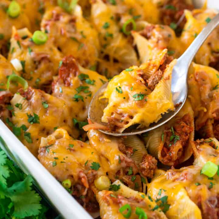 Cheesy Taco Stuffed Shells • Craving Some Creativity